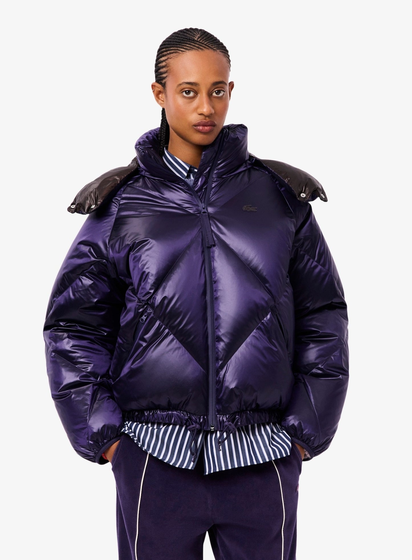 LACOSTE WOMEN Oversized Water-Repellent Down Jacket Purple ...