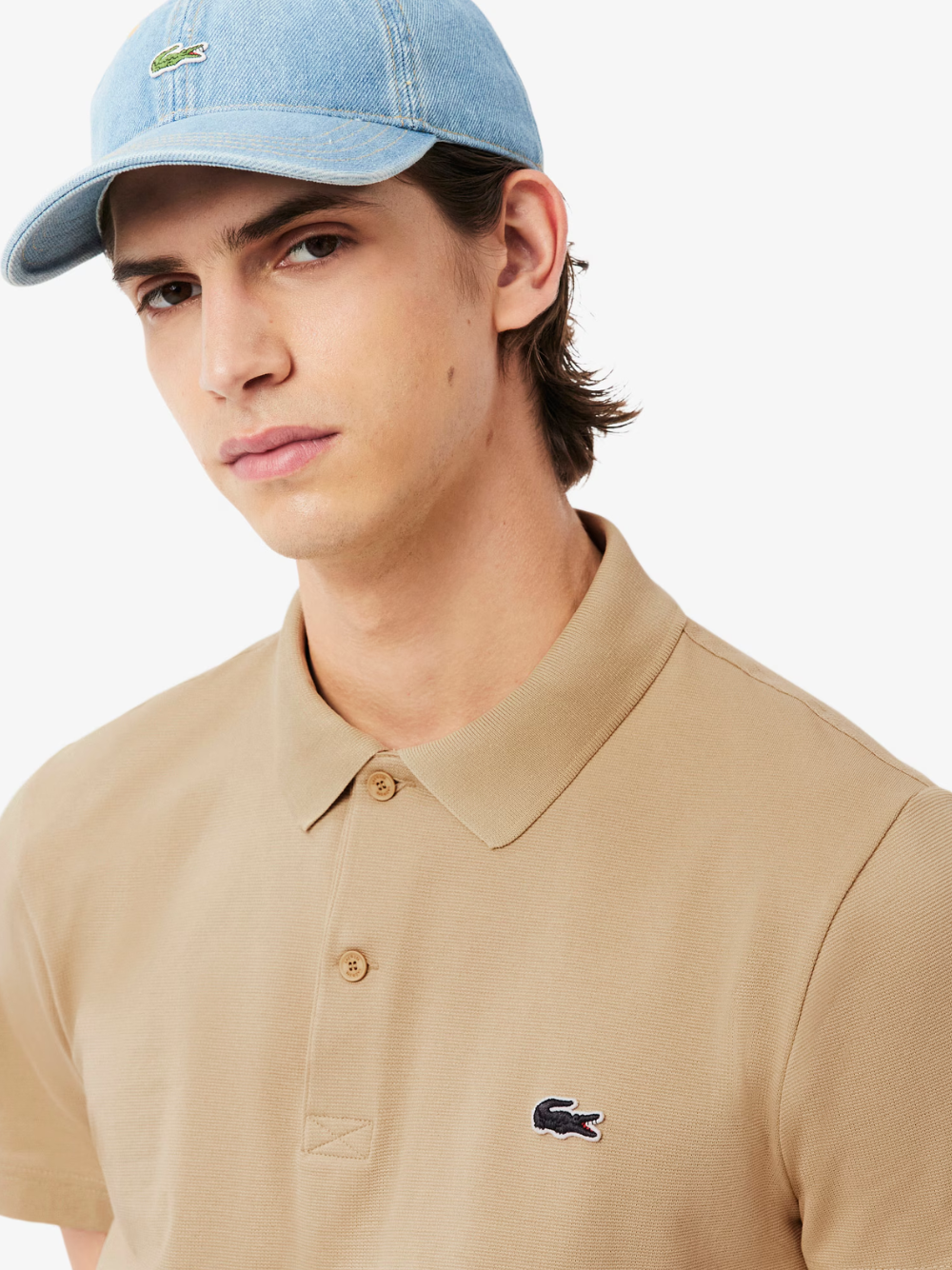 LACOSTE Regular Fit Cotton Polyester Blend Polo Shirt Beige ...