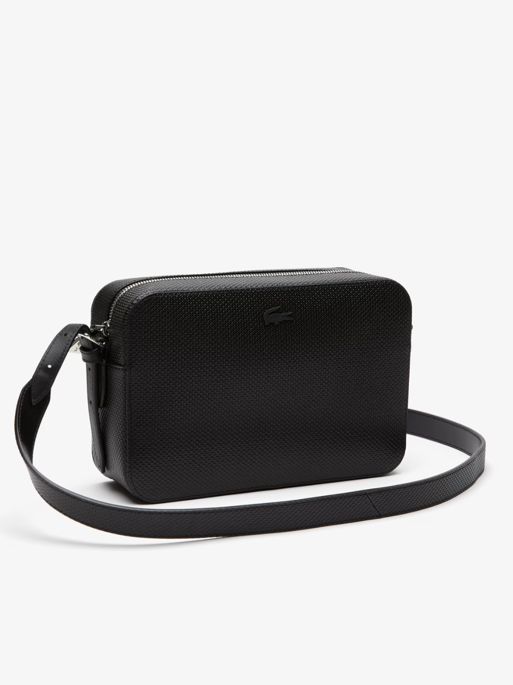 LACOSTE WOMEN Large Chantaco Leather Shoulder Bag Black ...