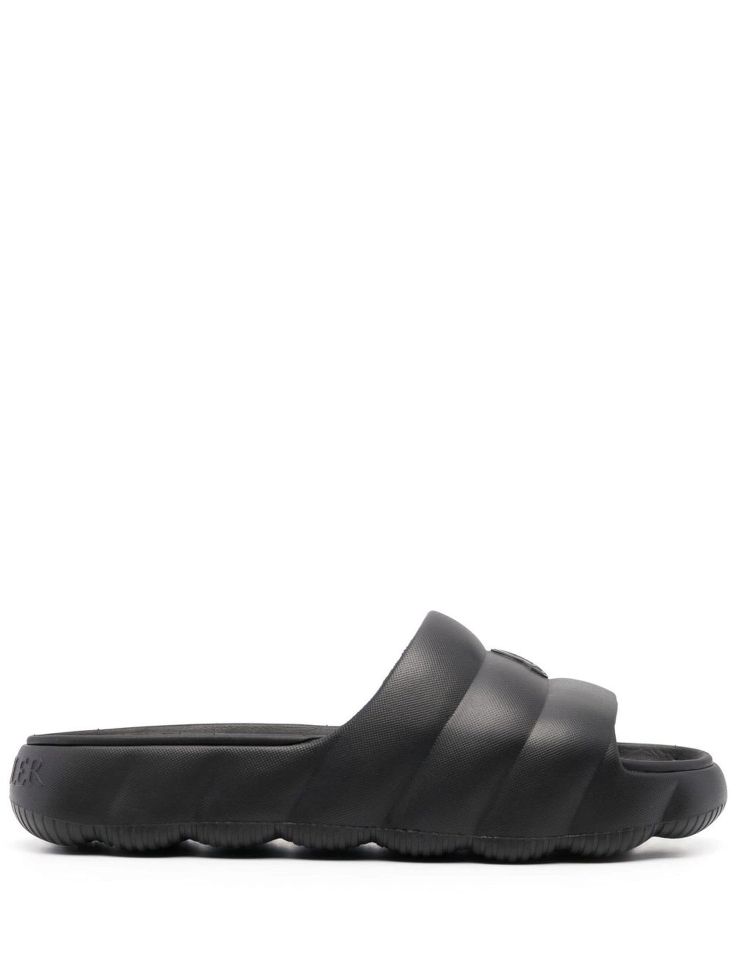 MONCLER Lilo Logo Embossed Sliders Black – MAISONDEFASHION.COM