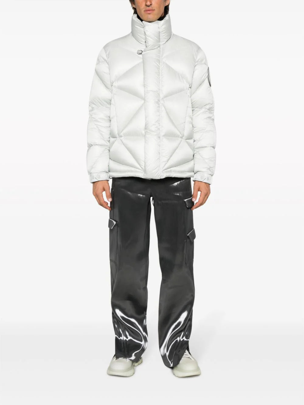 MONCLER GENIUS X PHARRELL WILLIAMS MEN Logo Padded Oak Jacket Silver ...