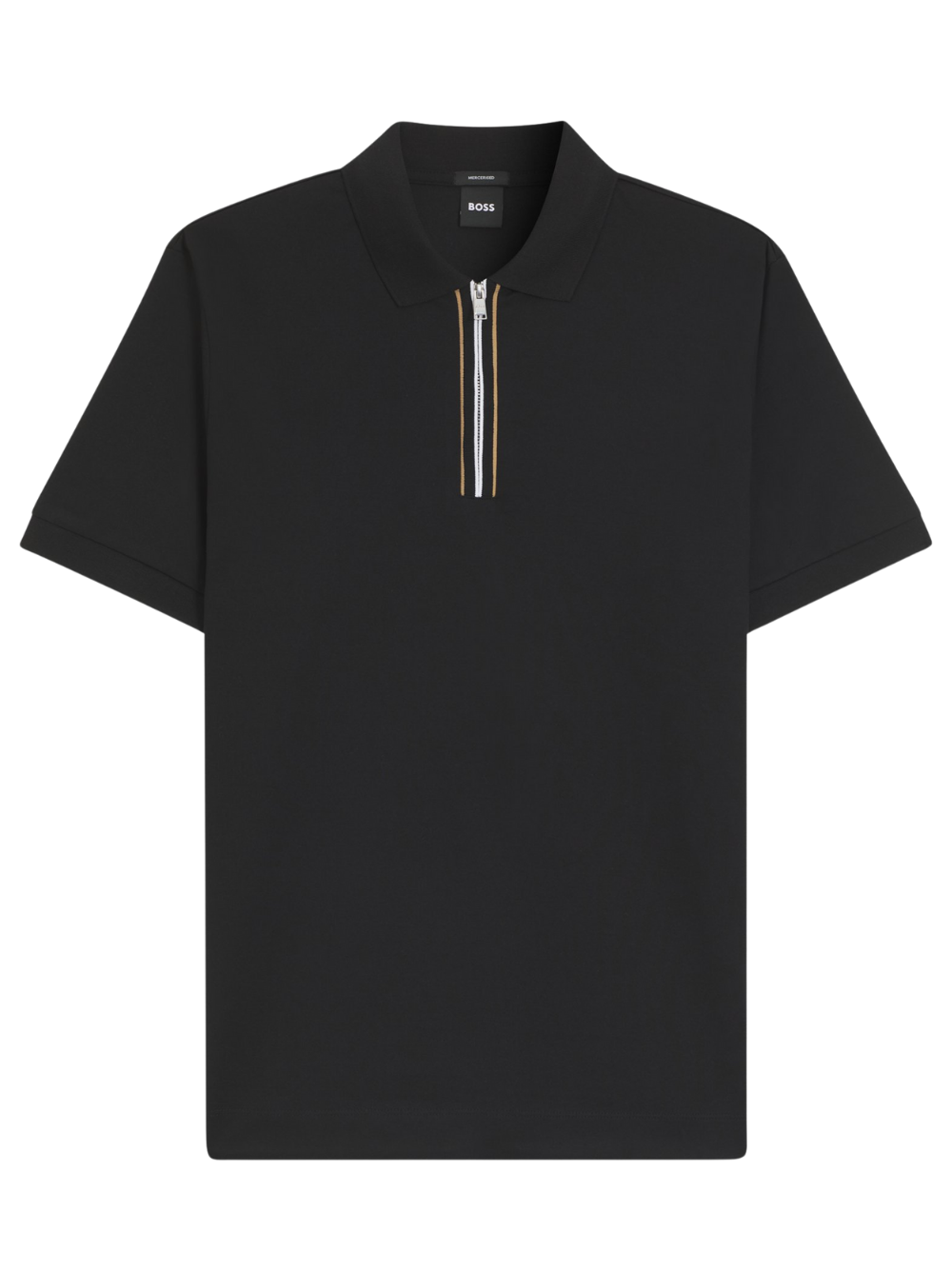 BOSS H-Paras Mercerised-Cotton Polo Shirt With Zip Placket Black ...