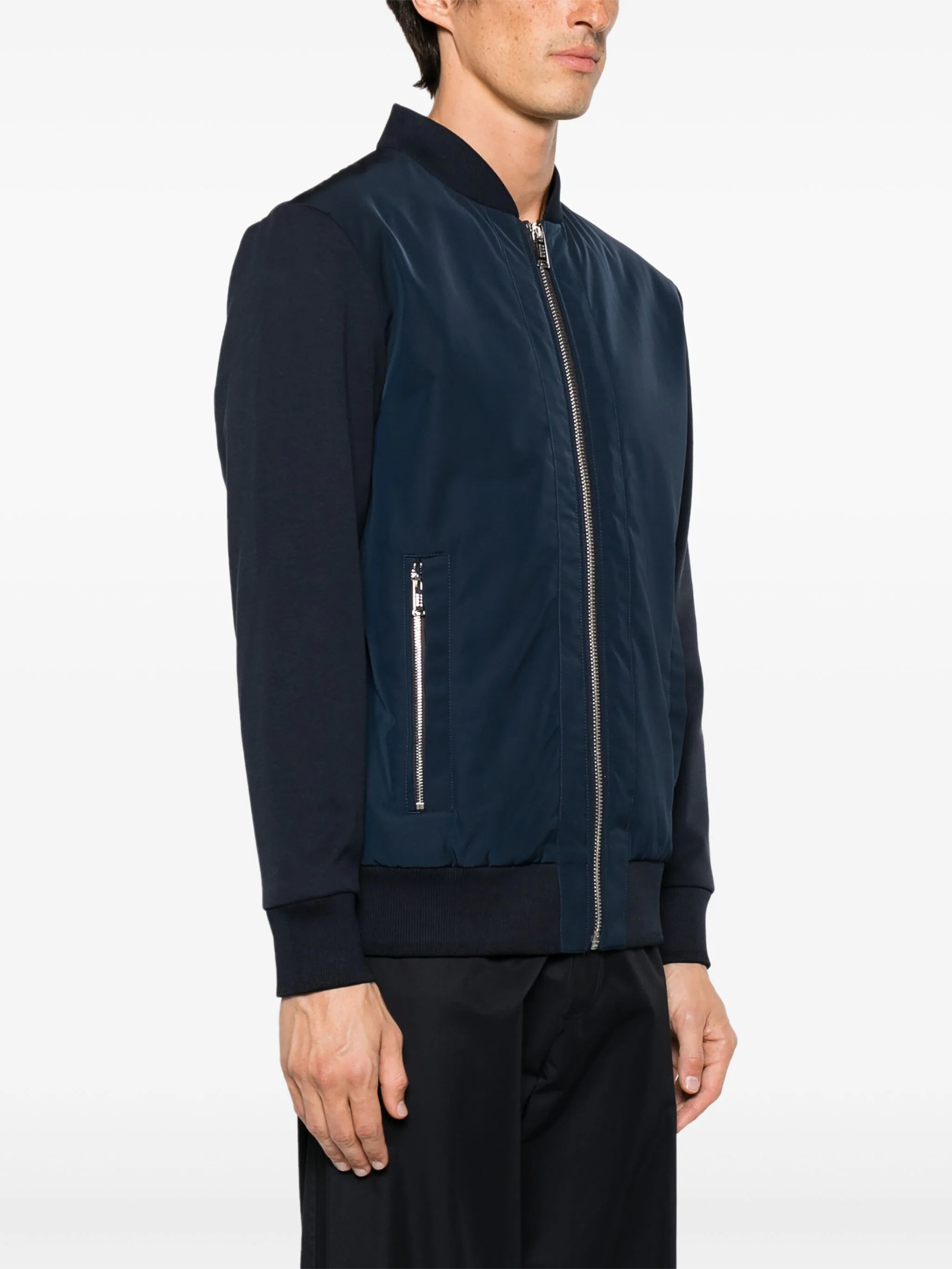 BOSS X Porsche Contrasting-Fabrics Bomber Jacket Dark Blue Navy ...