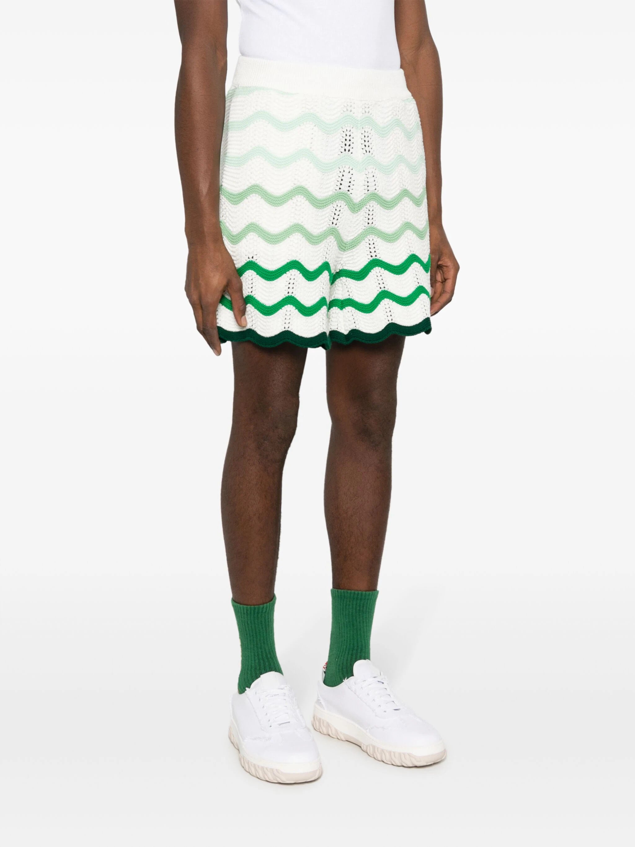 CASABLANCA Gradient Wave Texture Shorts Green White – MAISONDEFASHION.COM