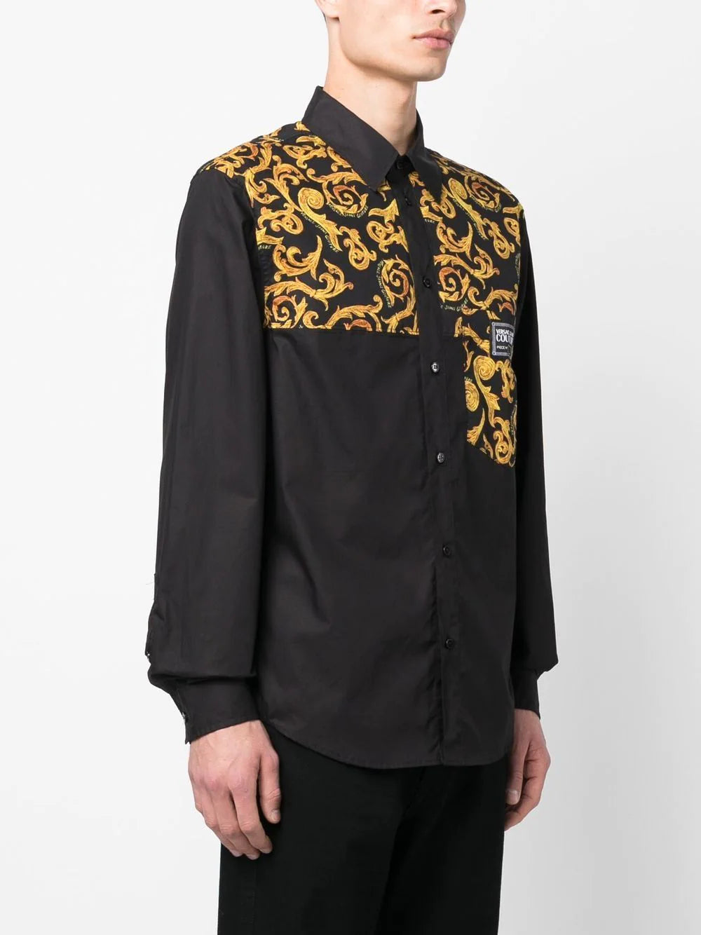 VERSACE Baroque Pattern Print Shirt Black/Gold – MAISONDEFASHION.COM