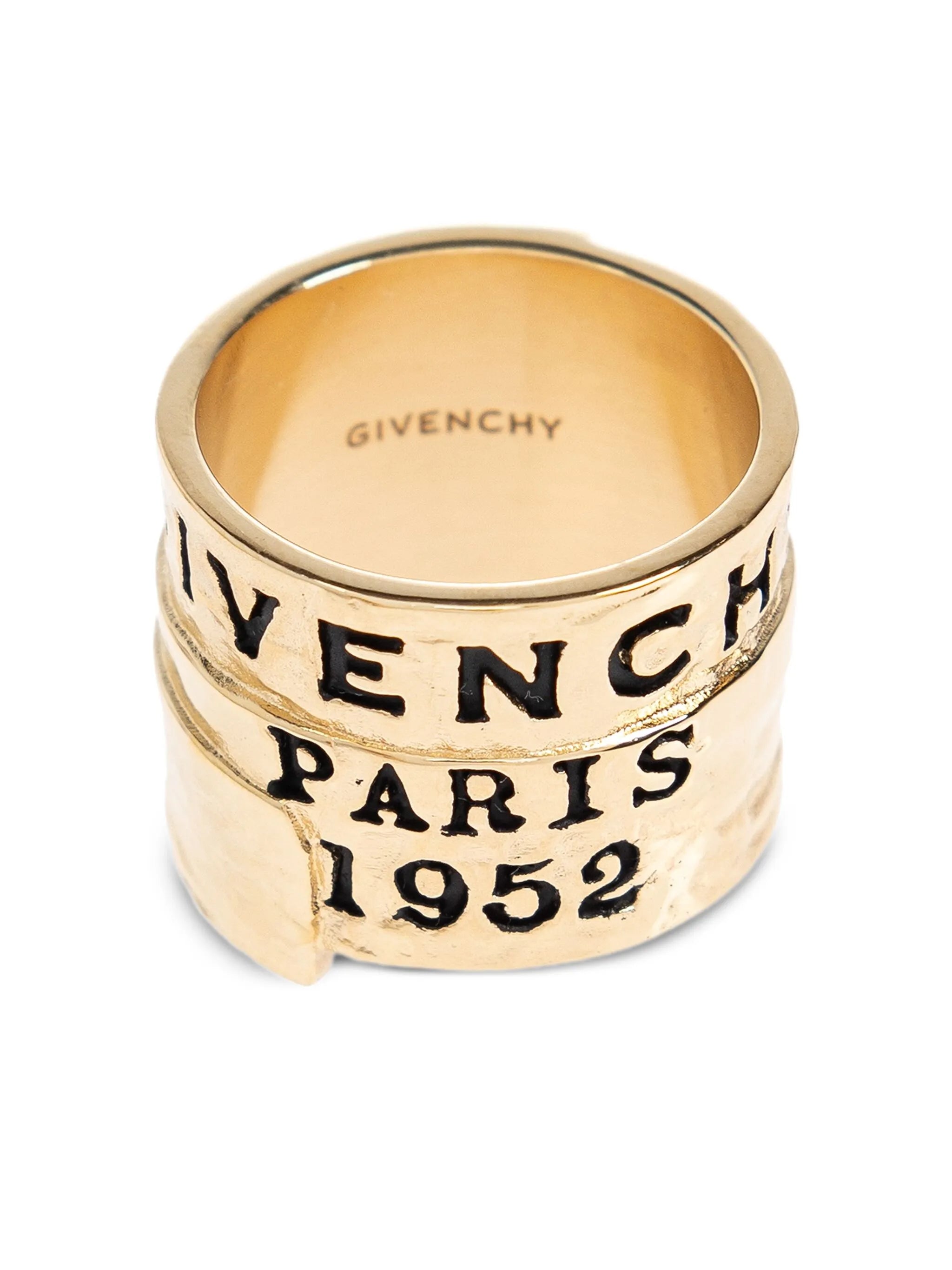 GIVENCHY WOMEN 1952 Logo Engraved Tape Ring Antic Golden ...