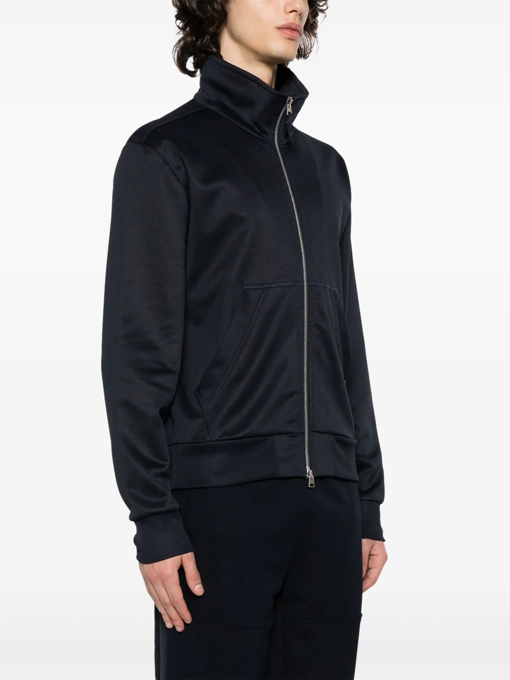 TOM FORD Zip Up Two Pocket Cotton Track Jacket Navy – MAISONDEFASHION.COM