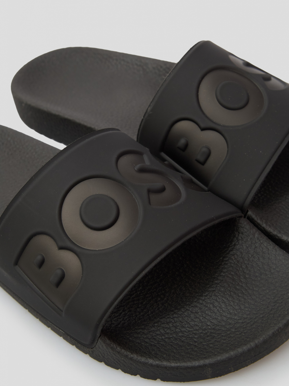 BOSS Italian-Made Slides With Large Logo Detail Black/Black ...