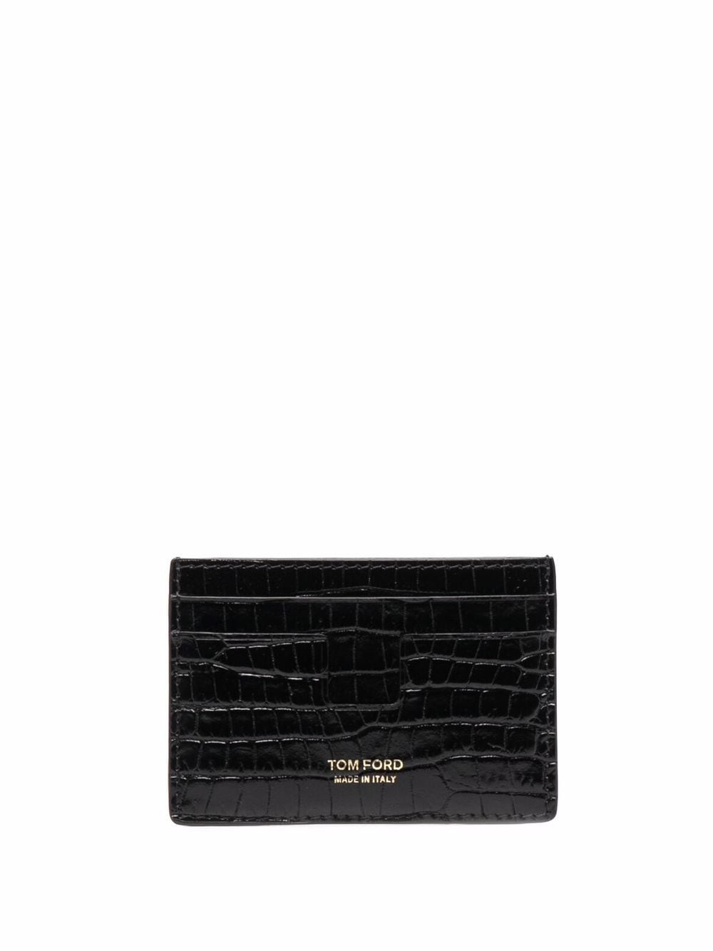 TOM FORD Crocodile Effect Logo Card Holder Black – MAISONDEFASHION.COM