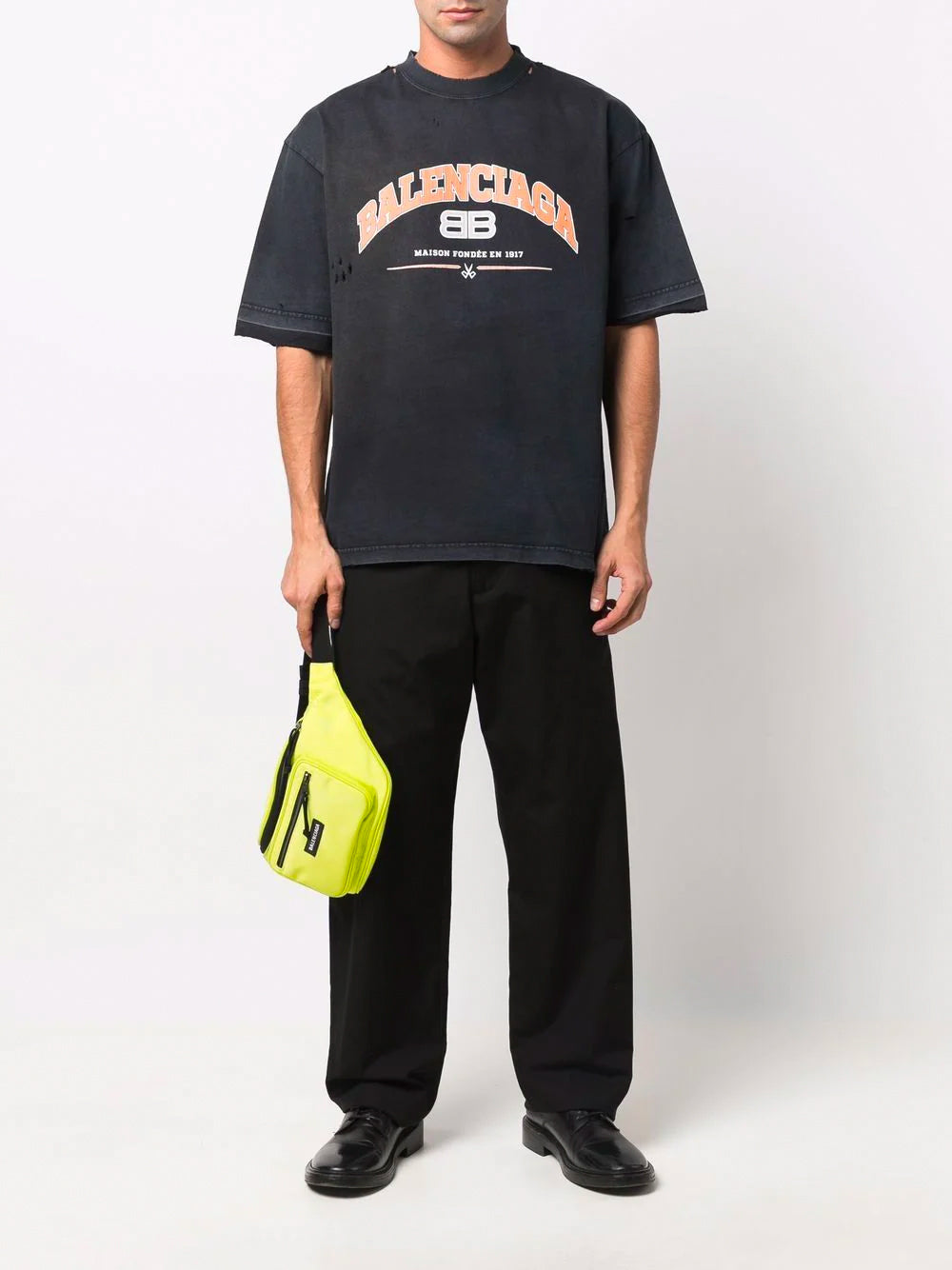 Balenciaga Unisex Medium Fit T Shirt Black Orange White