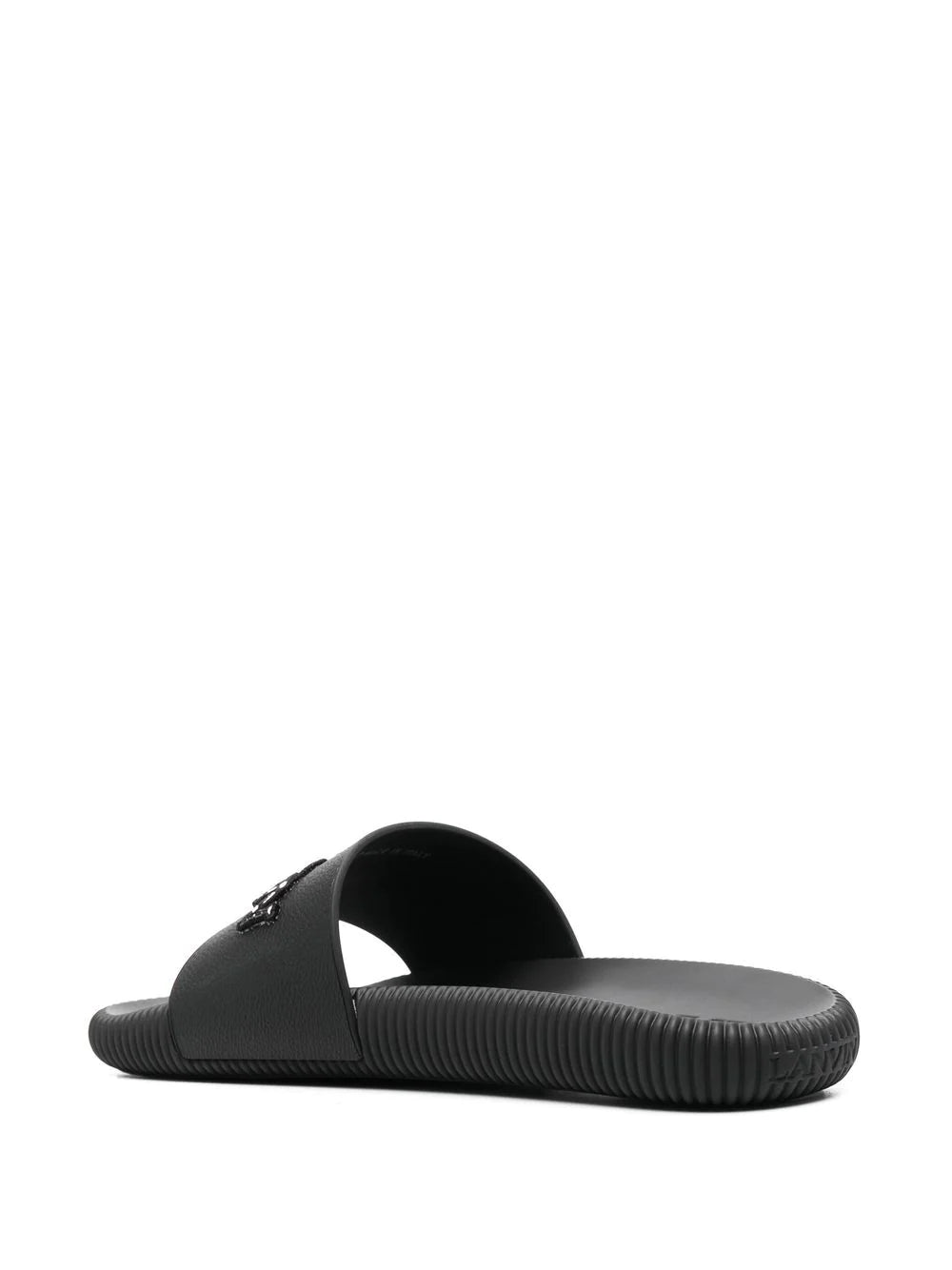 LANVIN Embroidered Logo Pool Slides Black/White – MAISONDEFASHION.COM