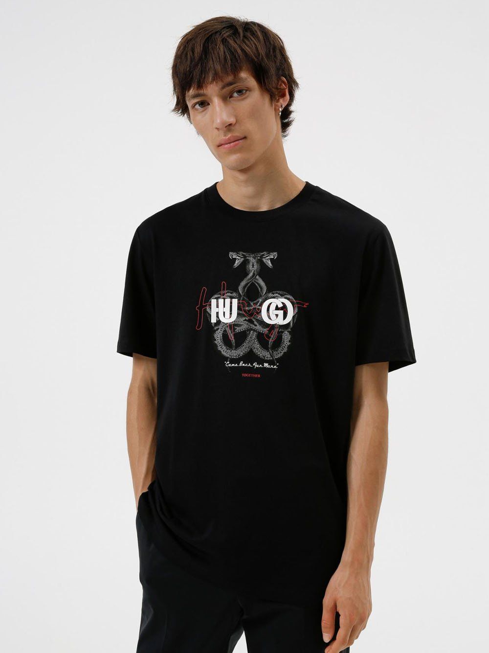 HUGO Logo snake print T-shirt Black – MAISONDEFASHION.COM